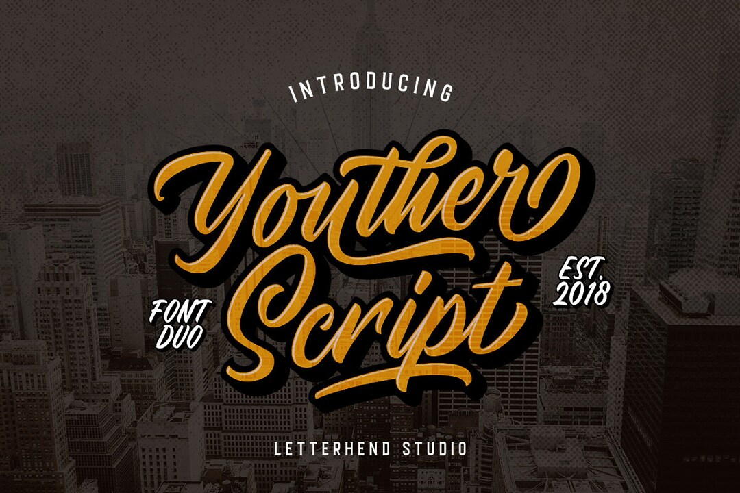 Youther Brush Font Duo: Layered Script & Caps Fonts - Etsy