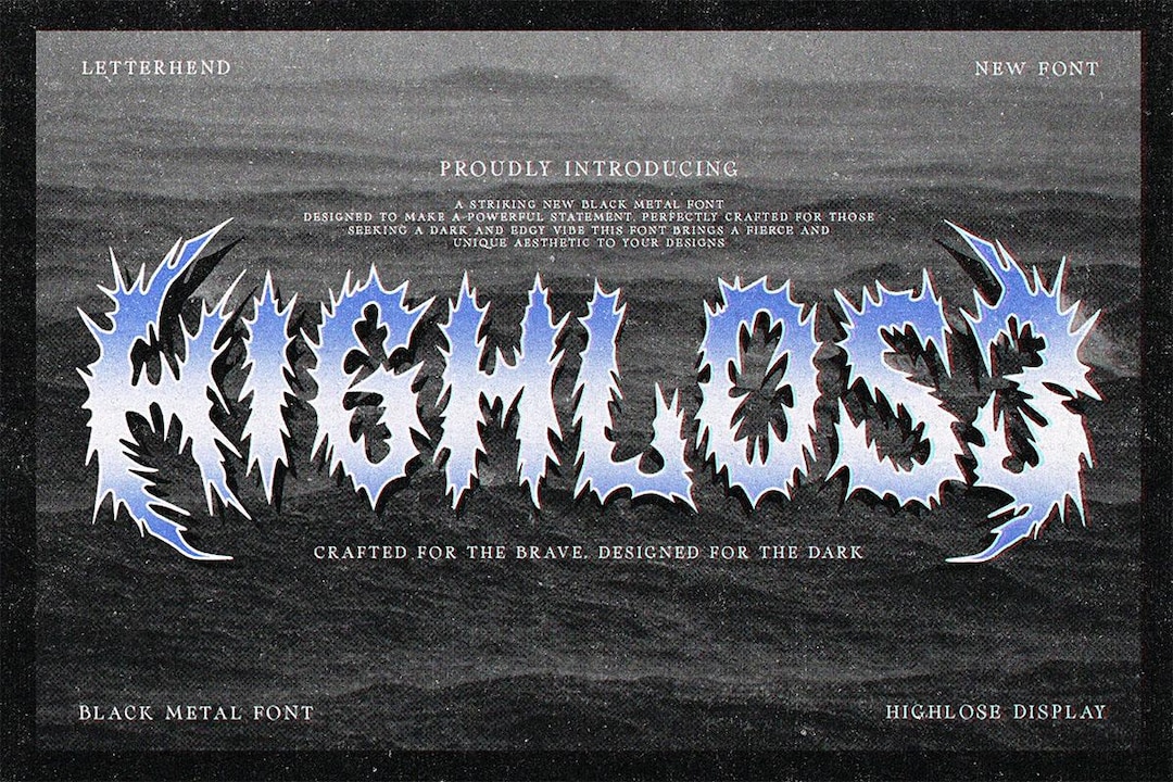 Highlose Black Metal Font: Jagged Edgy Typeface - Etsy