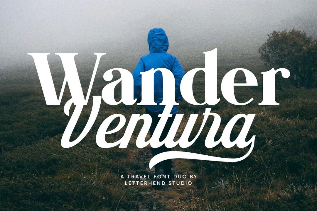 Wander Ventura Font Duo: Rustic Serif & Script, Travel Typography - Etsy