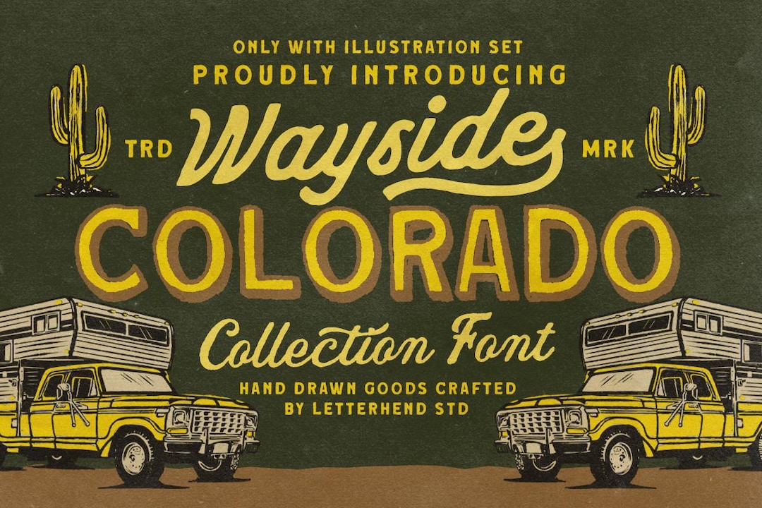 Wayside Colorado Font Collection, Vintage Font, Western, Hand-drawn ...