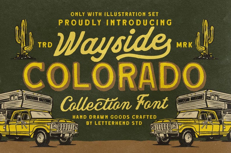 Wayside Colorado Font Collection, Vintage Font, Western, Hand-drawn ...