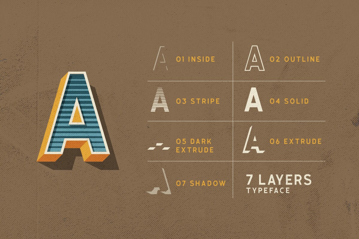 Calasans 7 Layered Fonts, Layered, Layered Fonts, Sans, Layered Sans ...