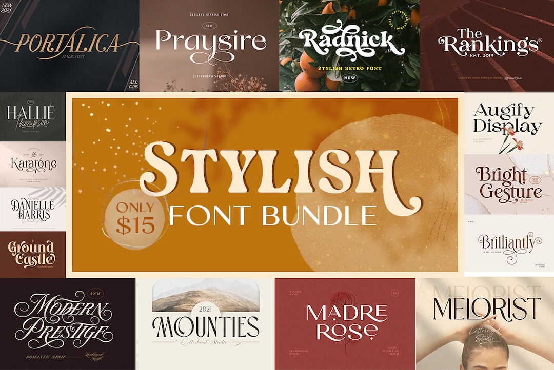 Stylish Font Bundle: Ligature, Serif, & Luxury Typefaces - Etsy