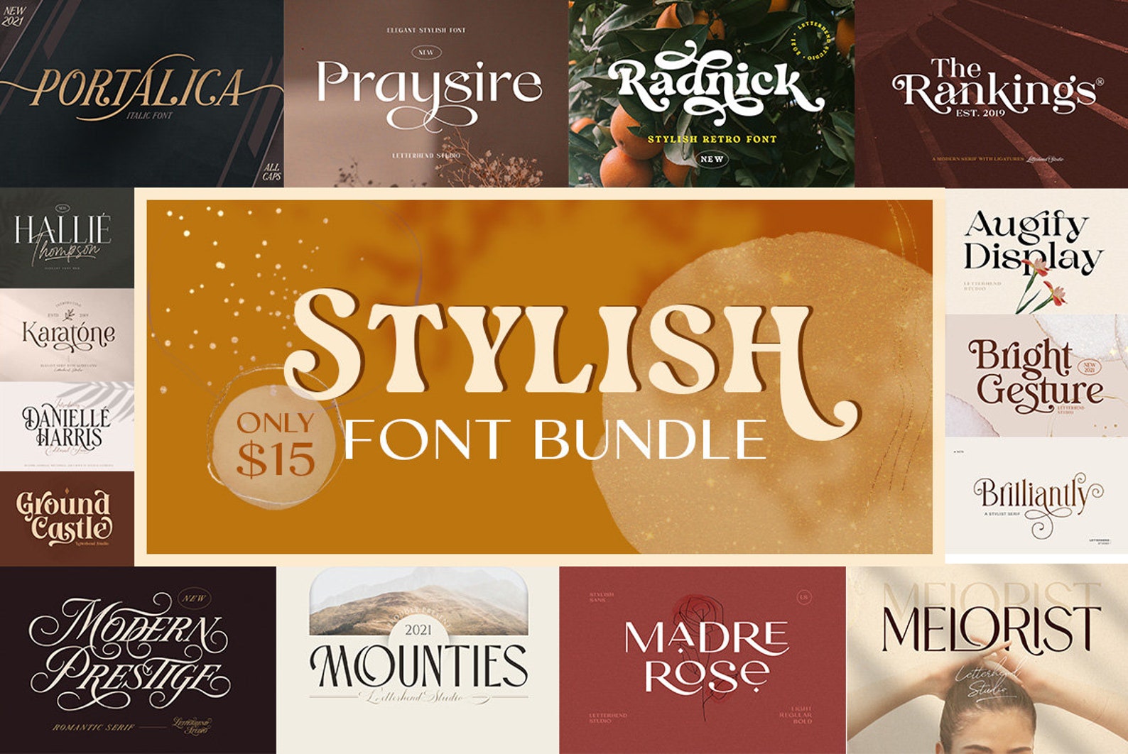 Stylish Font Bundle - Ligature Font, Serif Font, Luxury Font ...