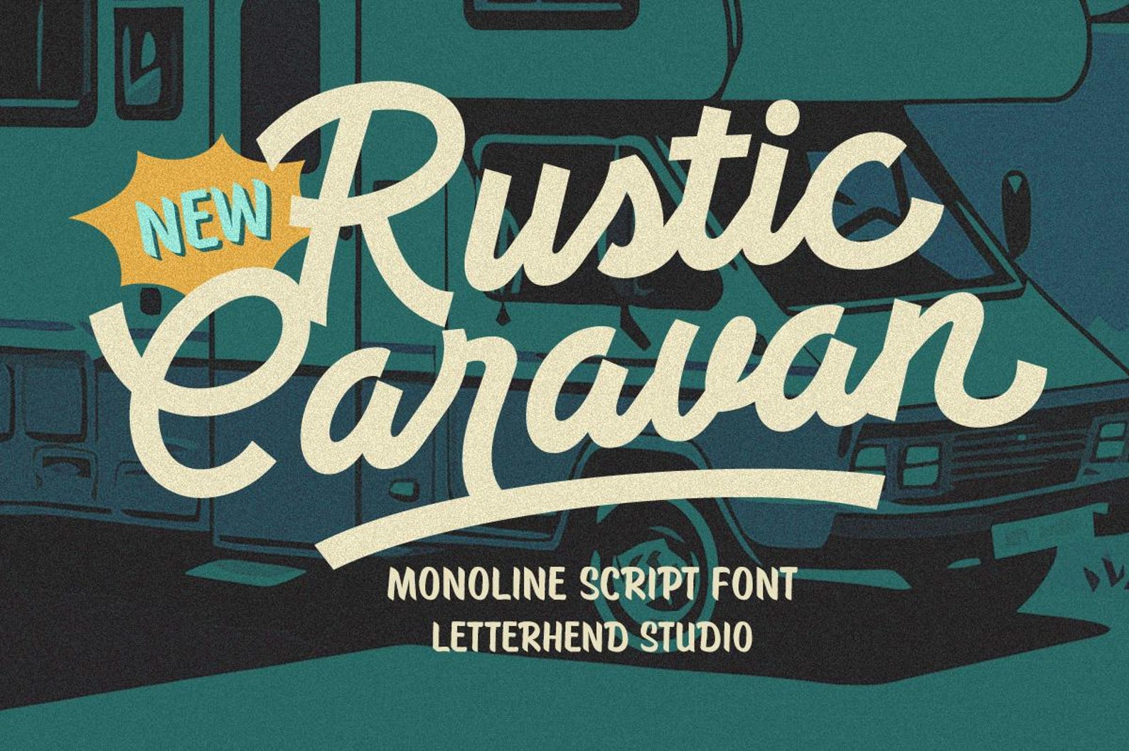 Rustic Caravan Monoline Script Font, Vintage Groovy Retro Font - Etsy