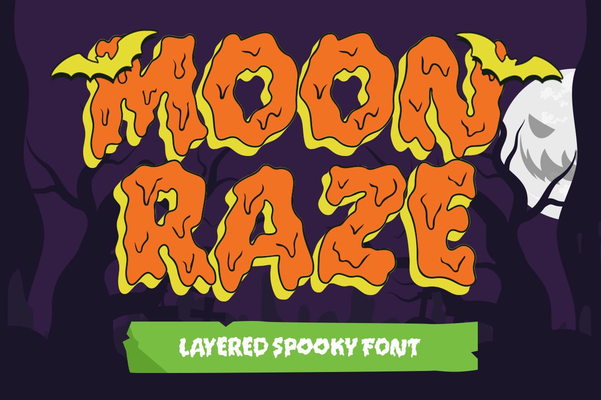 Moon Raze Spooky Font,cartoon Font, Bloody Font, Horror Font, Spooky ...