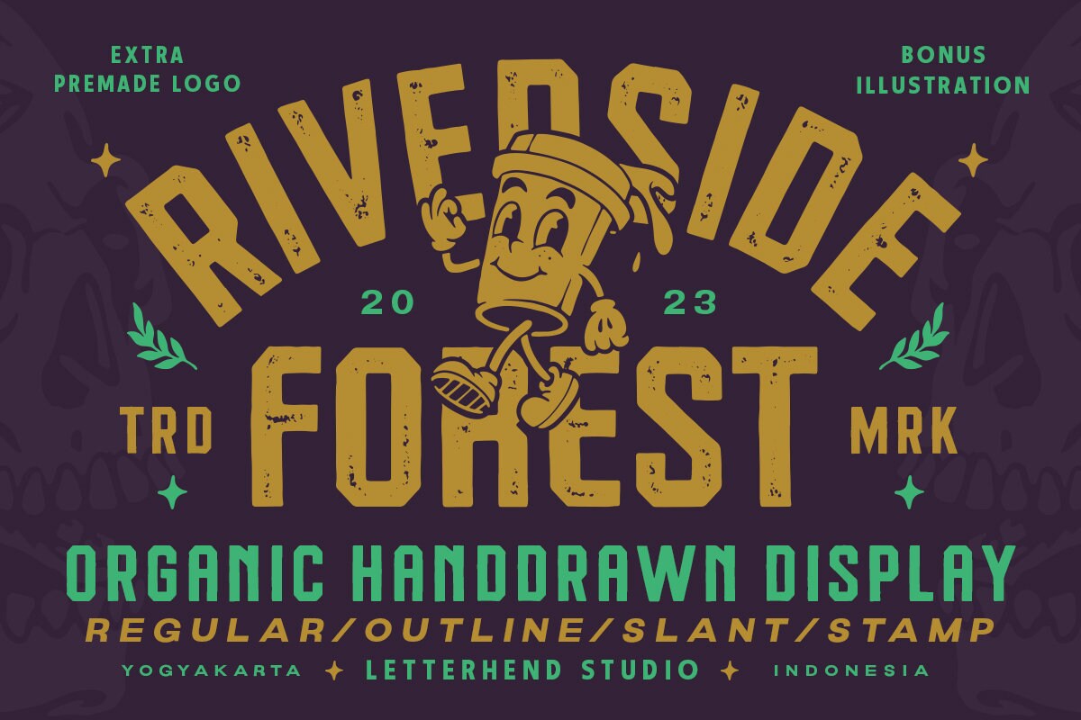Riverside Forest - Organic Hand Drawn Display, Quirky Font, Cartoon ...