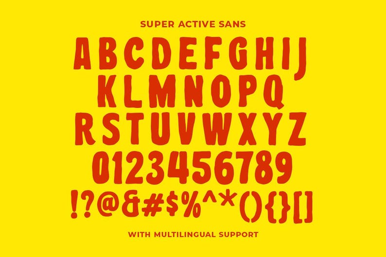 Super Active Font Duo, Retro Bold Script & Sans Serif (digital Download ...