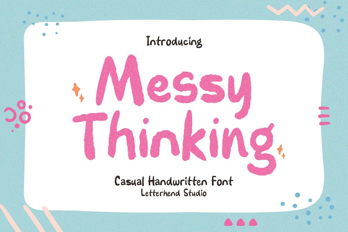 Messy Thinking Handwritten, Slogan Font,tagline Font, Fun, Casual ...