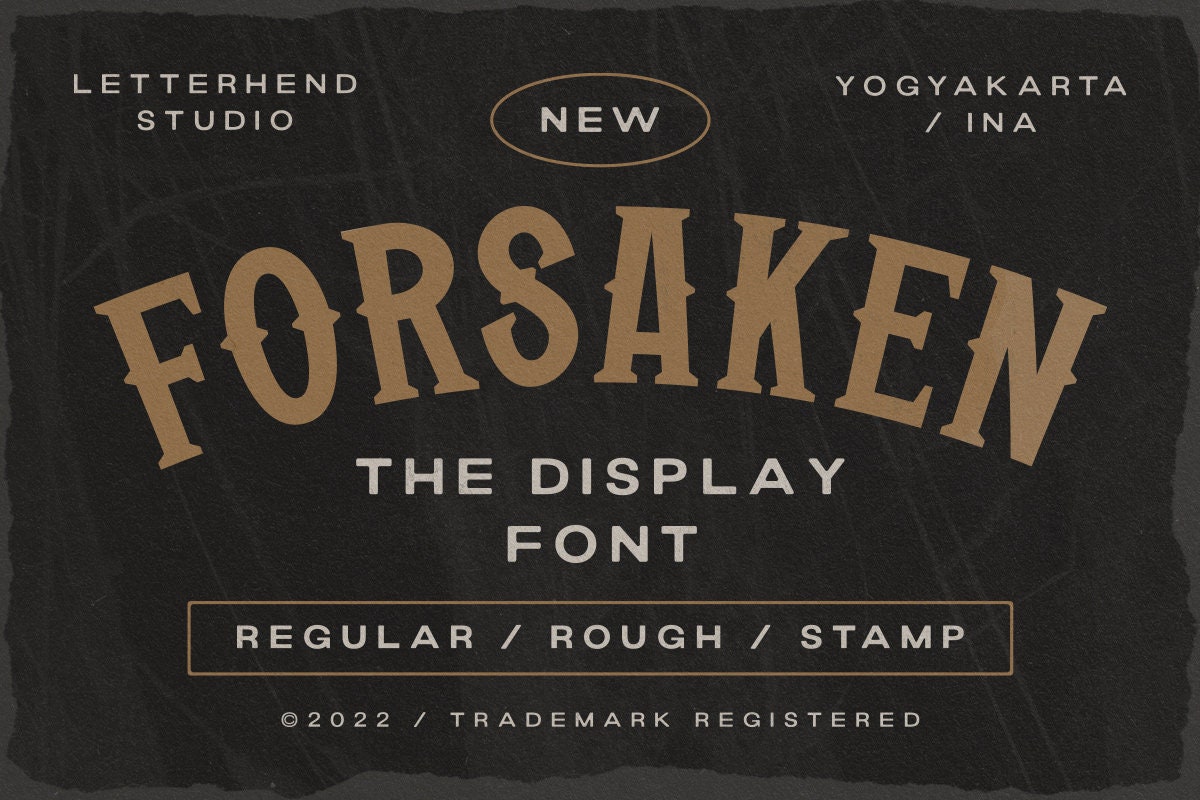 Forsaken - Rough Font, Retro Font, Stamp Font, Vintage Font, Old School ...