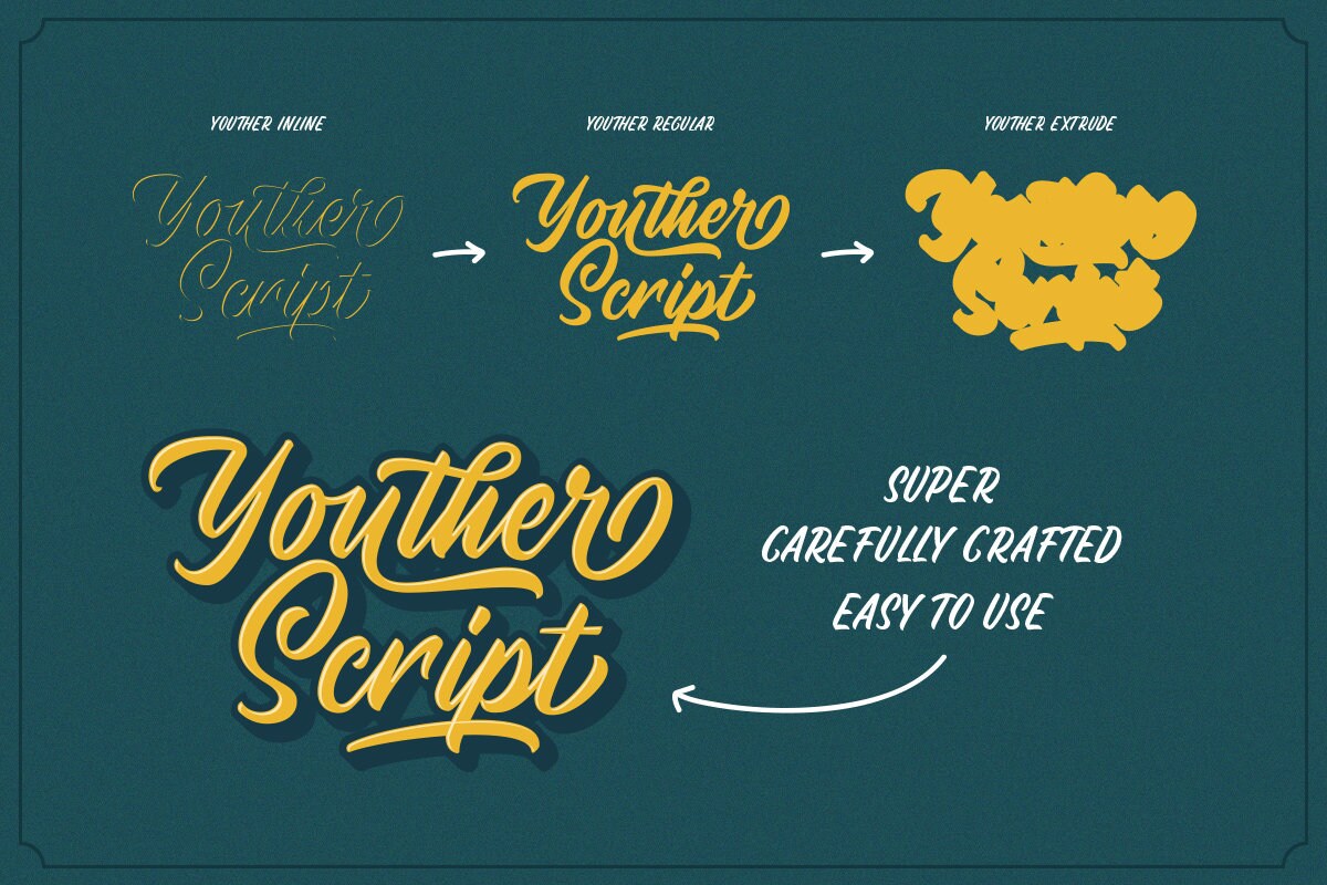 Youther Brush Font Duo: Layered Script & Caps Fonts - Etsy