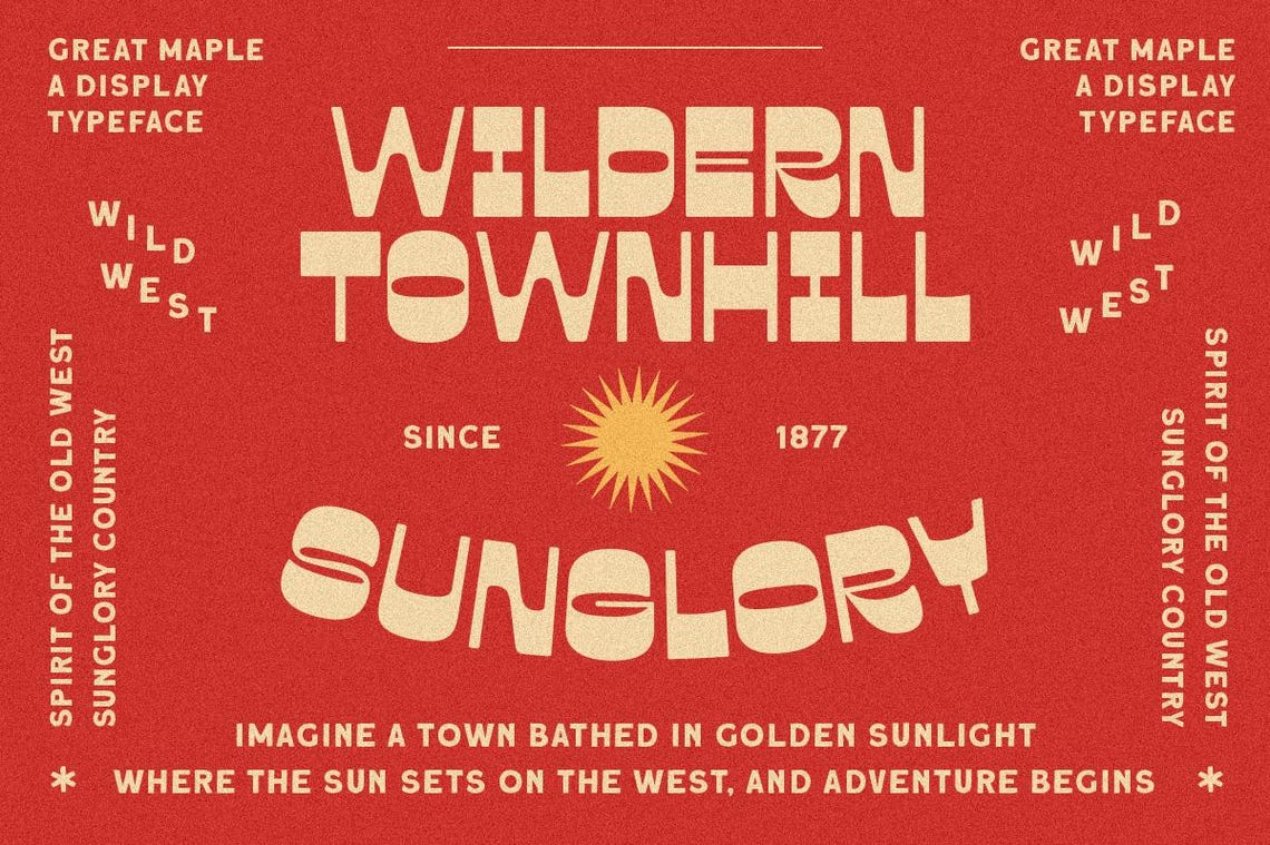 Great Maple Display Font, Western Typeface, Vintage Font, Retro Style ...