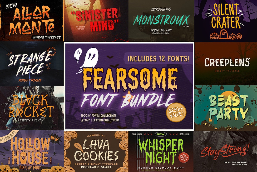 Fearsome Font Bundle, Spooky,handwritten, Scratch, Scribble, Cricut ...