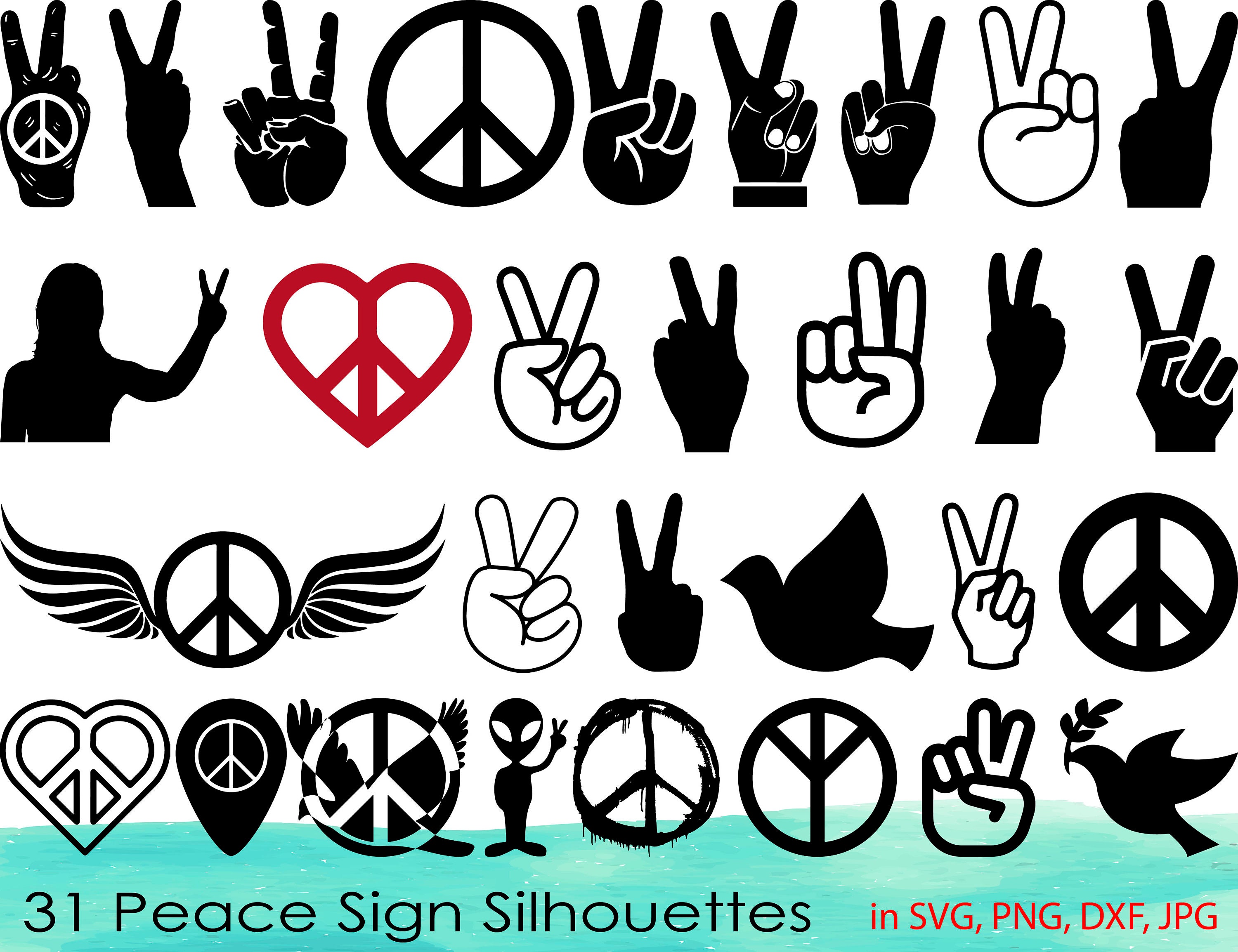 31 Peace Sign SVG Bundle,peace Clipart,peace Dxf,peace Vector,peace Png ...