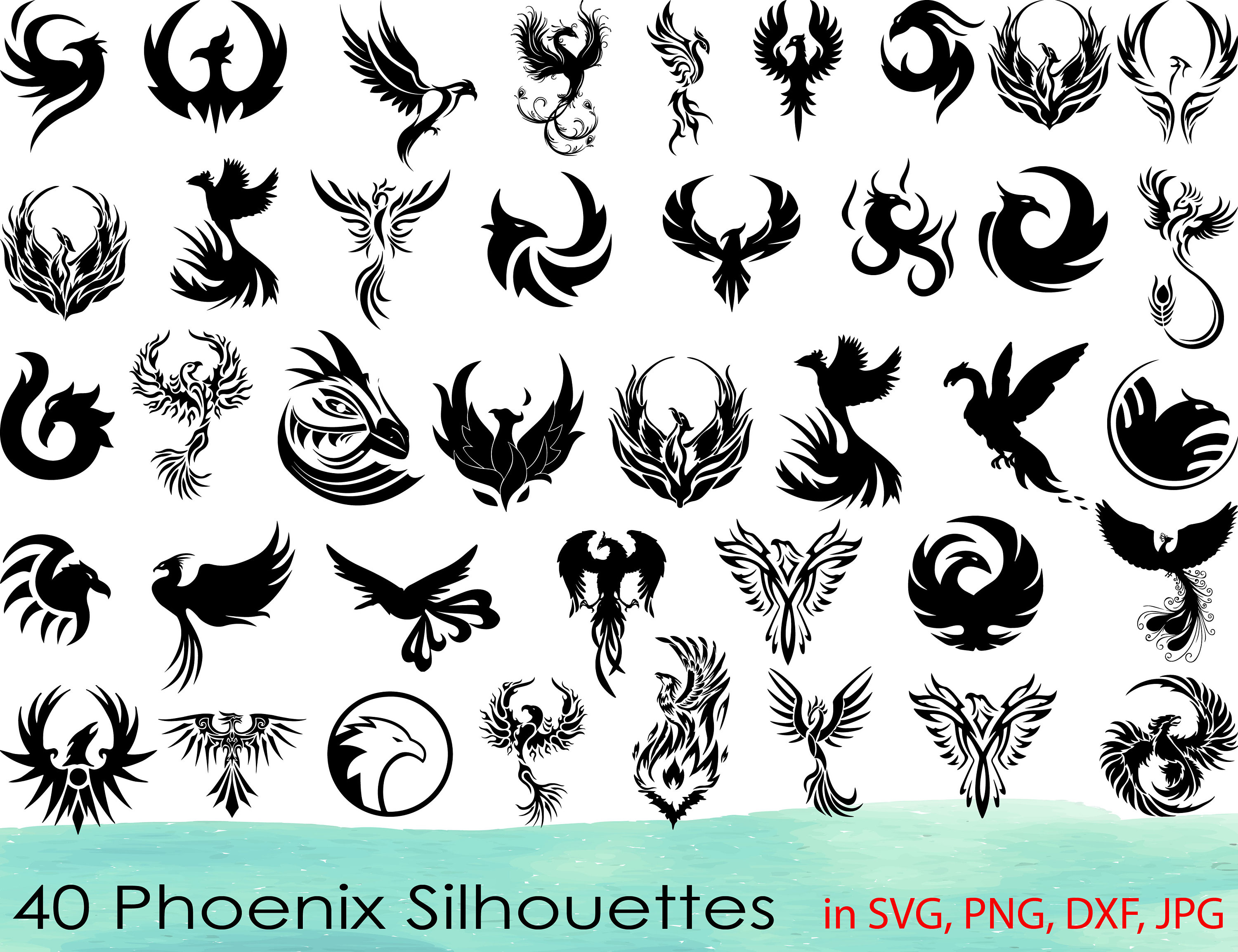 40 Phoenix SVG Bundle,phoenix Clipart,phoenix Dxf,phoenix Vector ...