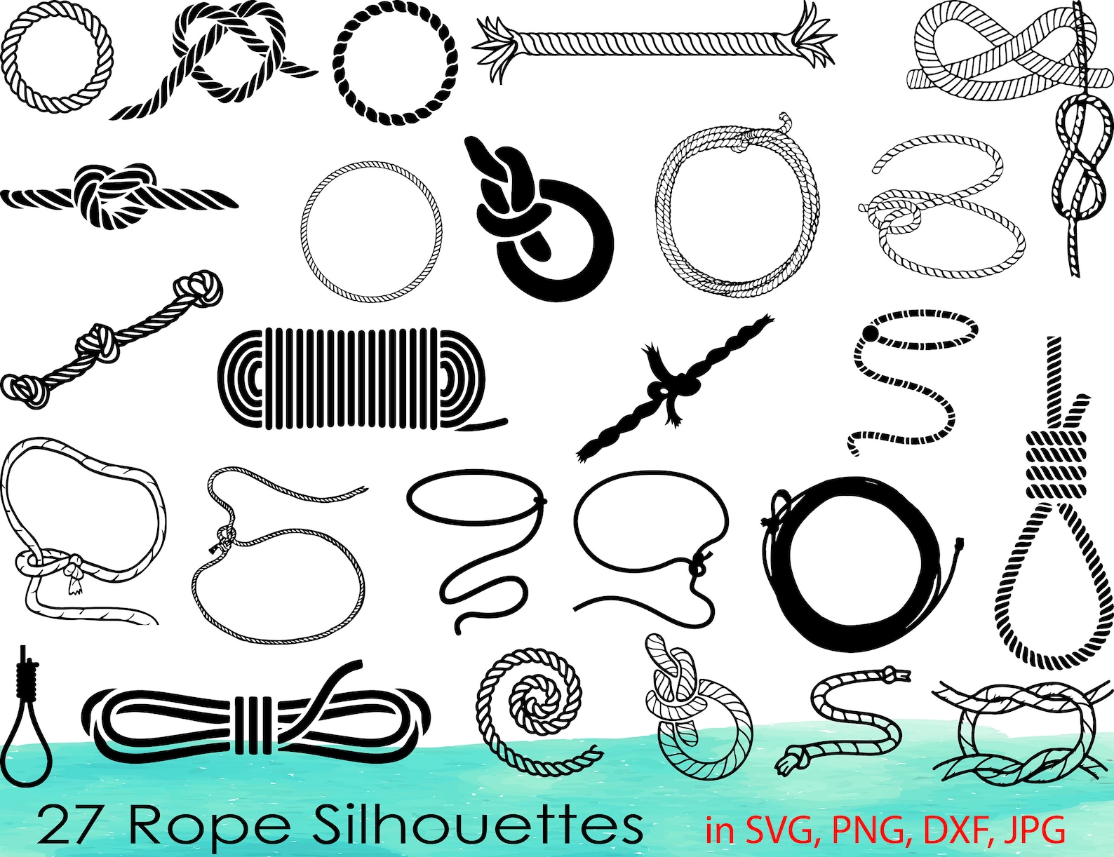 27 Seil SVG Bundle,Seil Clipart,Lasso svg,Seil DXF,Seil Knoten,Seil ...