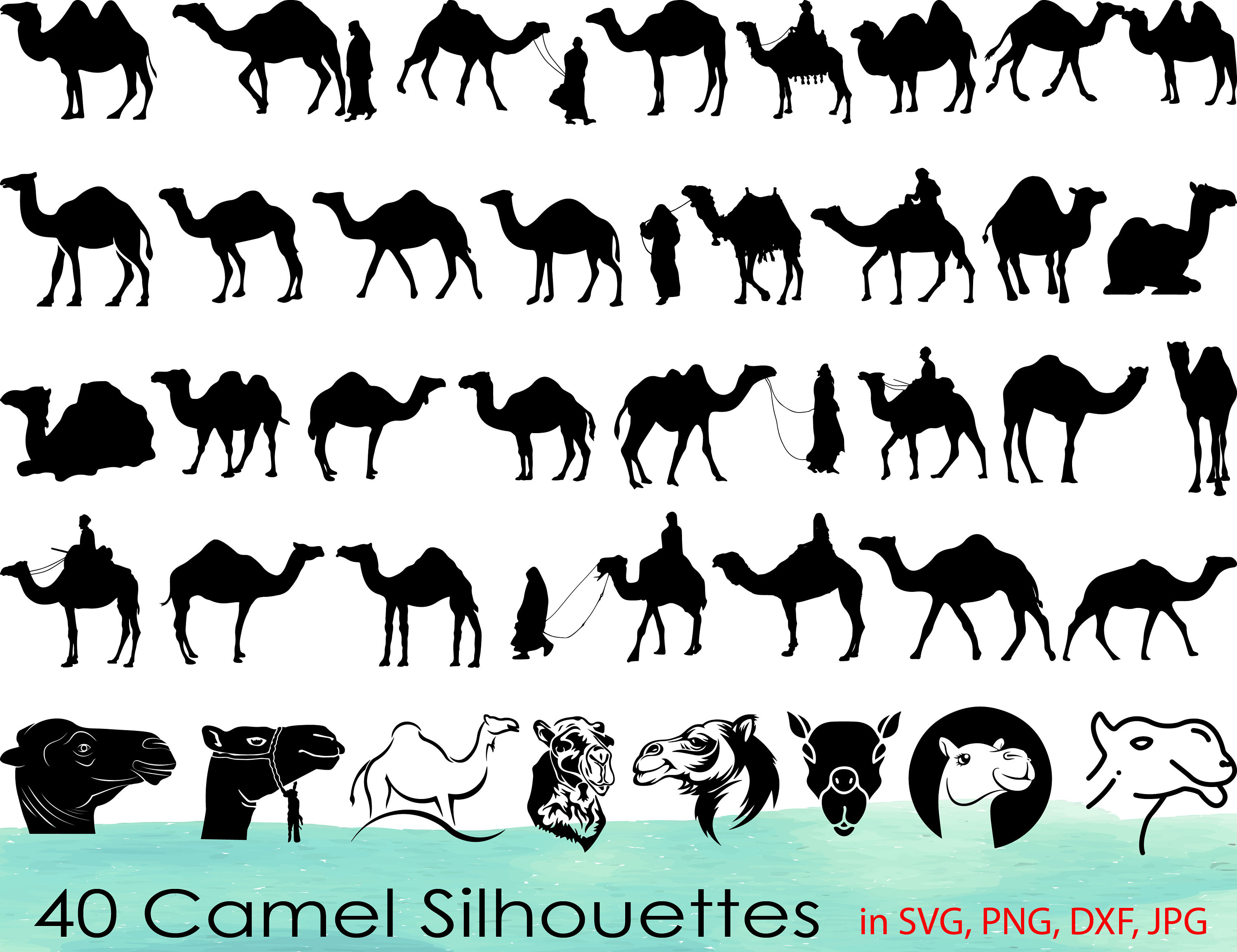 40 Camel SVG Bundle,camel Clipart,camel Head Svg,camel Dxf,camel Vector ...