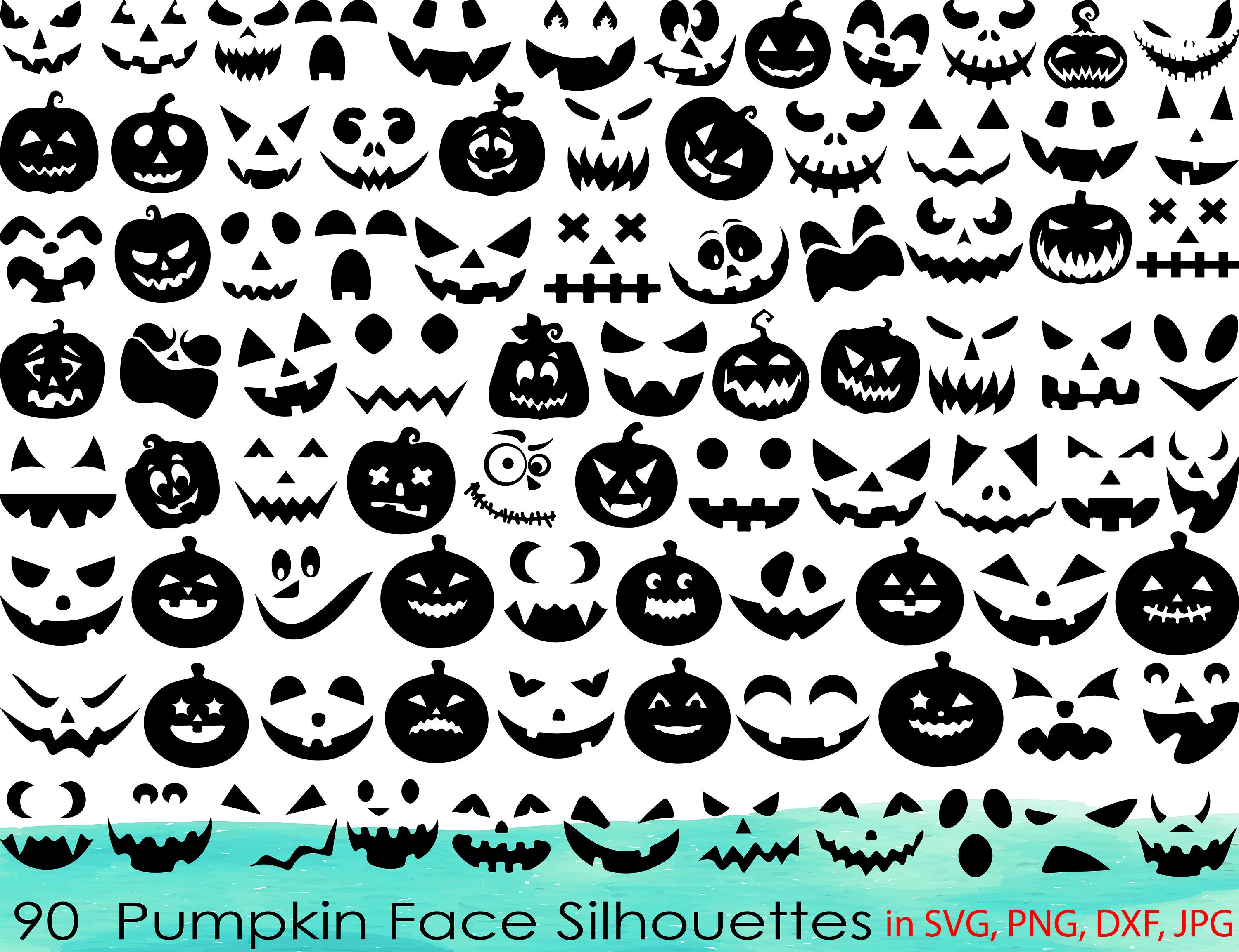 90 Pumpkin Face SVG Bundle,pumpkin Face Clipart,pumpkin Face Dxf ...