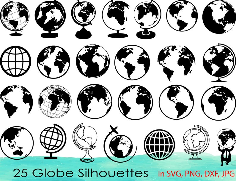 25 Globe SVG Bundle,globe Clipart,globe Dxf,earth Svg, Planet Earth Svg ...