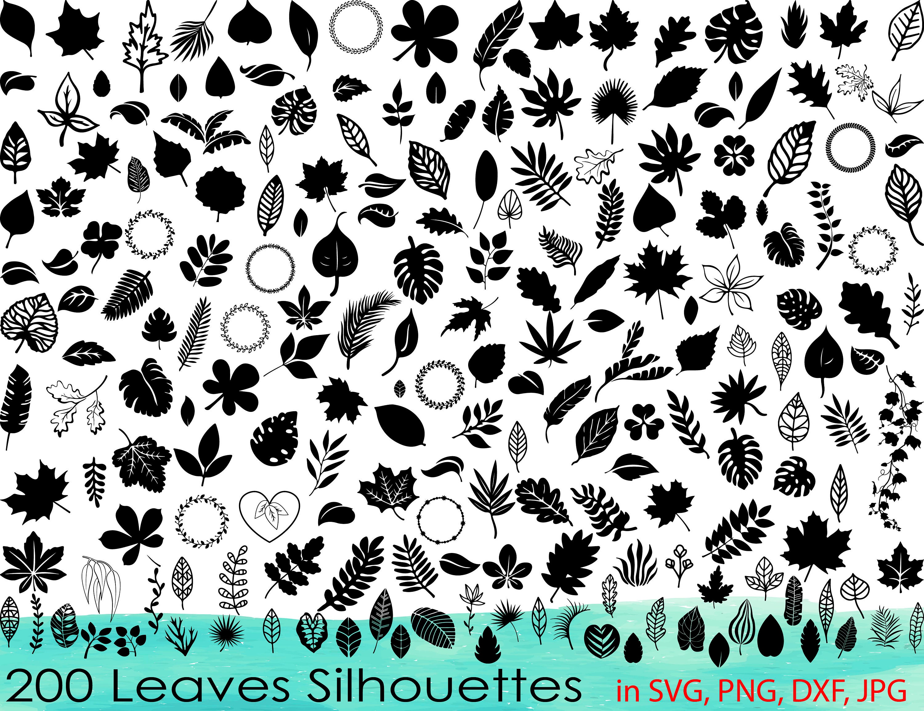 200 Feuilles SVG Bundle,Feuilles Clipart,Feuilles DXF,Feuilles Vecteur ...