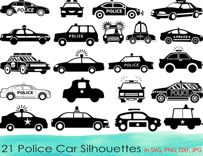 21 Police Car SVG Bundle,police Car Clipart,police Car Dxf,police Car ...