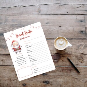 Printable Secret Santa Questionnaire Editable Gift Exchange - Etsy