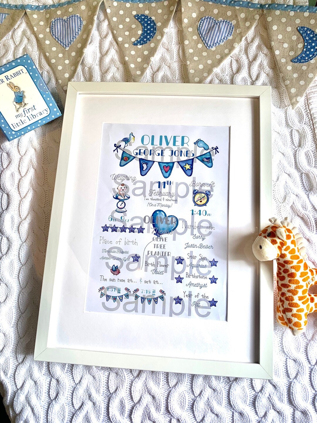 FRAMED Beautiful Personalised Birth Print! - Etsy UK