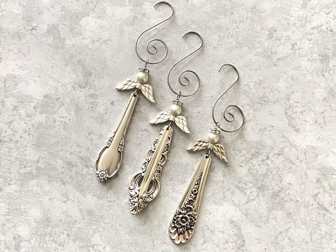 Vintage Silverware Angel Christmas Ornament, Petite Winged Silverware ...