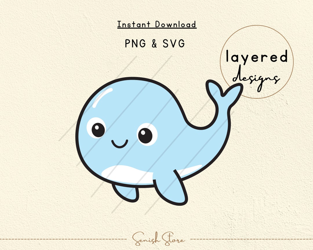 Cute Baby Whale Design Svg & Png Blue Whale Svg Whale Silhouette Whale ...