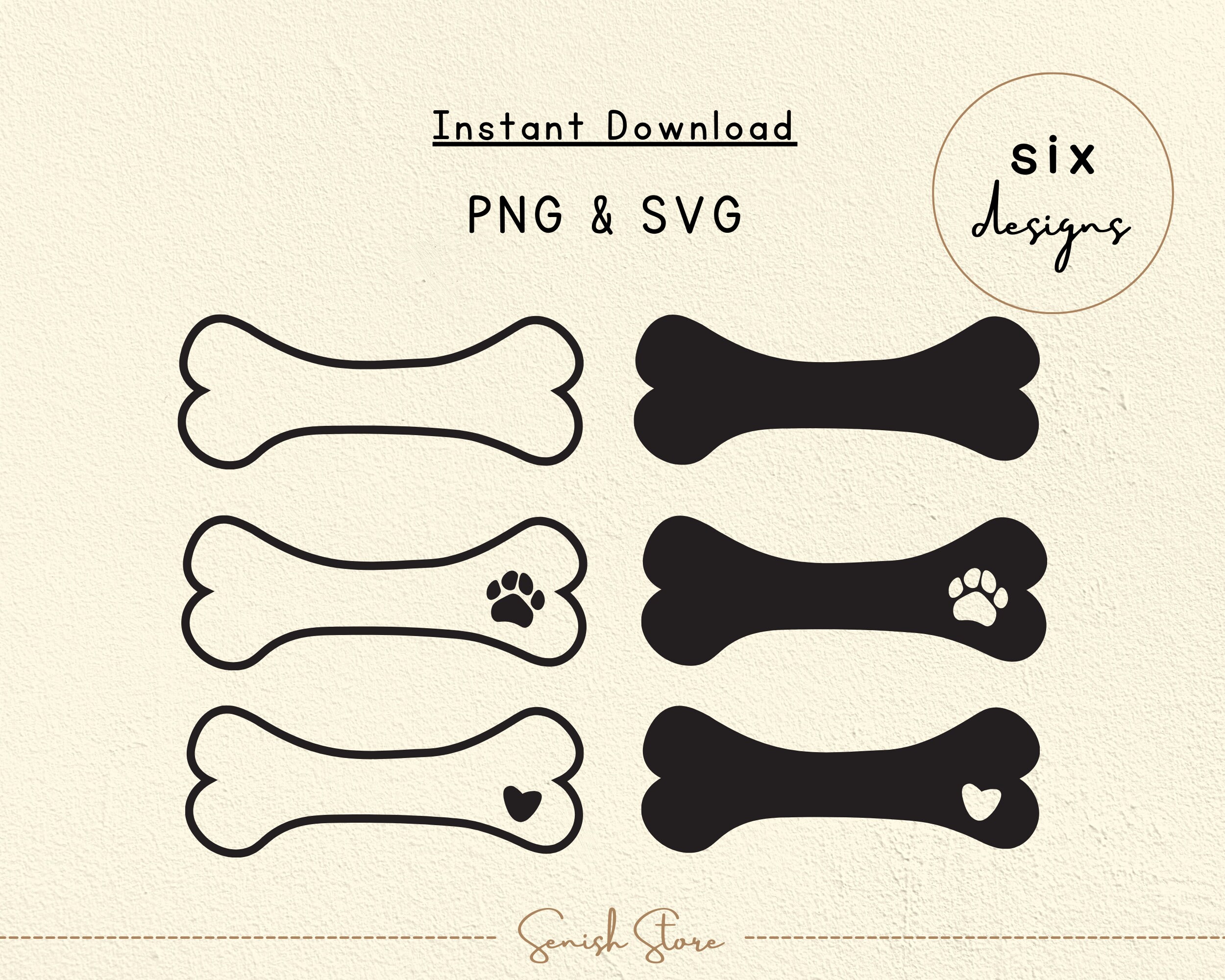 6 Dog Bone Designs Svg & Png | Dog Bone With Heart | Dow Paw ...