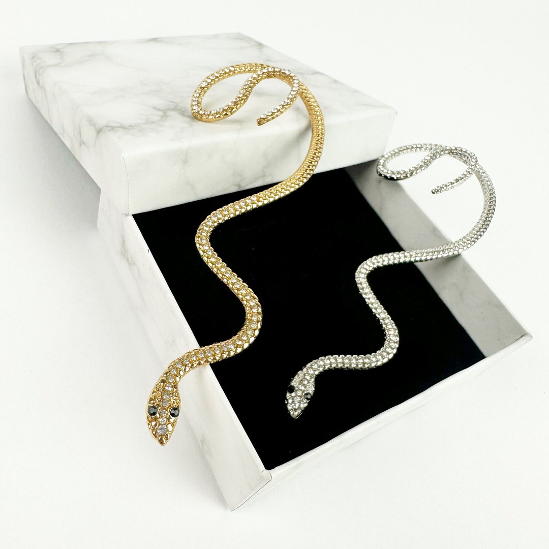 Serpentine Ear Wrap, Non Pierced Snake Ear Cuff, Silver/gold Serpent ...