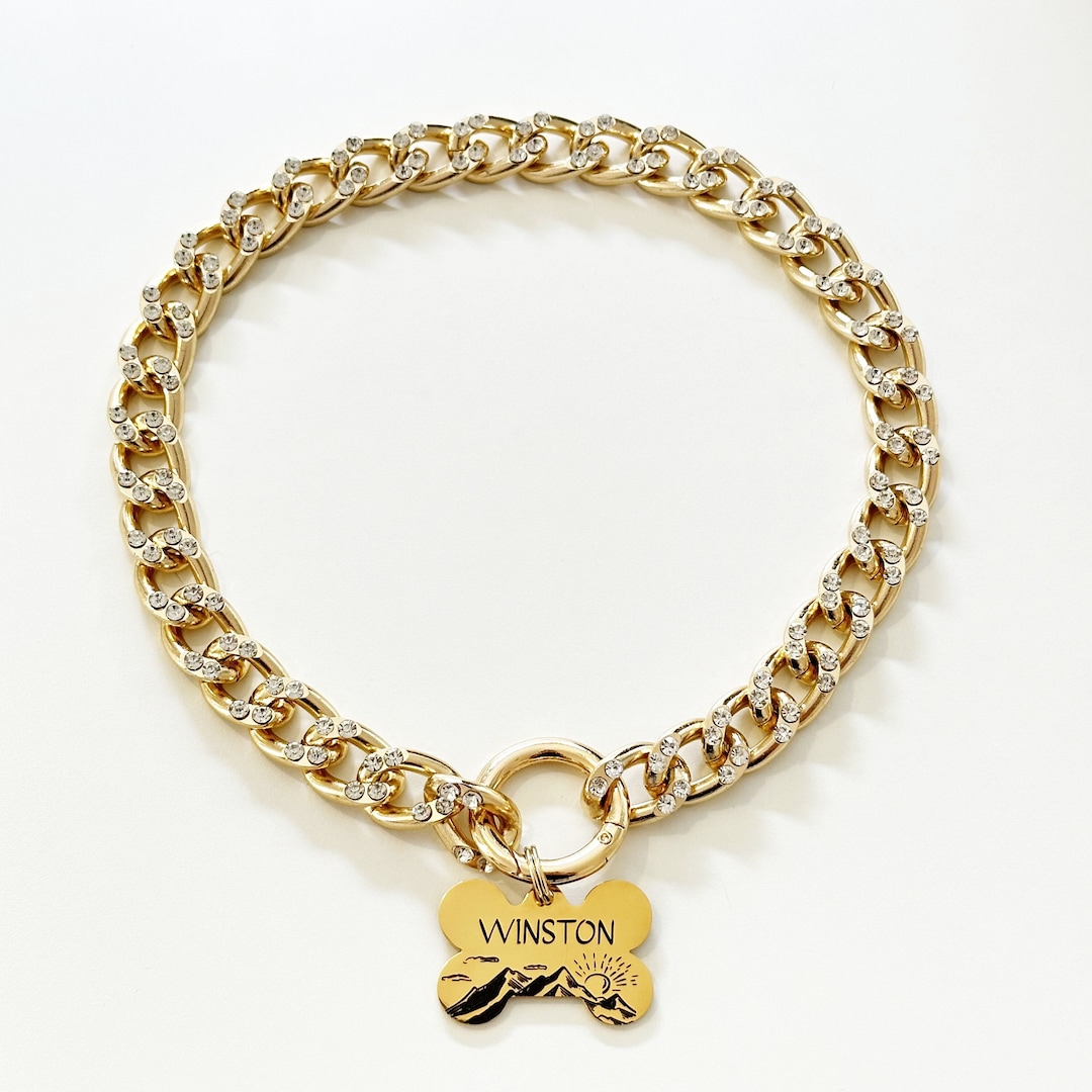 Personalized Dog Chain Collar: Optional Engraved ID Tag, Custom Size ...