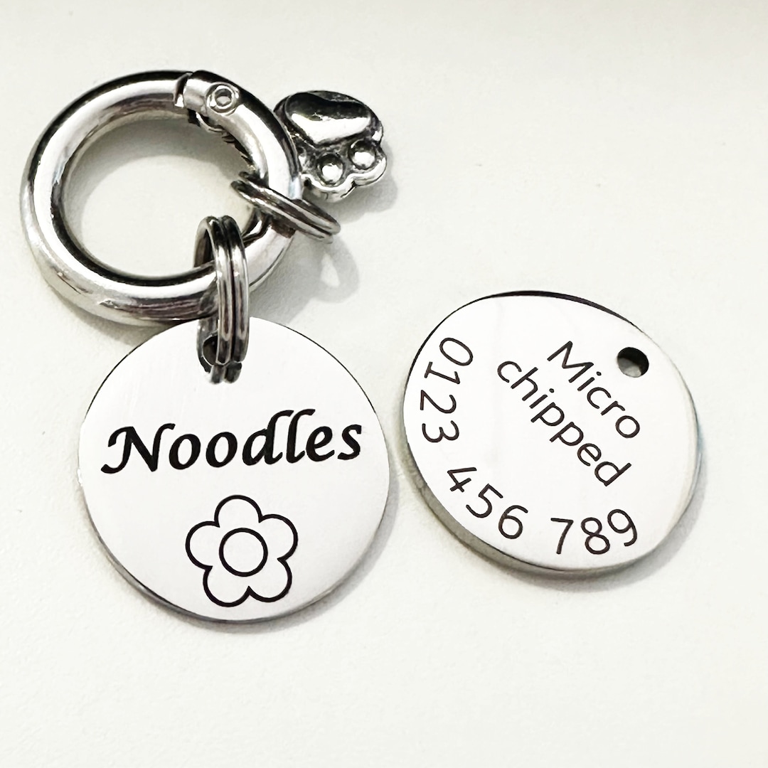 Engraved Cat ID Tag Stainless Steel/custom Cat Name Tag/collar Pet Tag ...