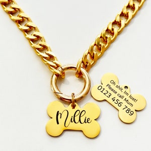 Lightweight Cuban Link Dog Necklace for Dog, Chain Dog Collar Gold ...