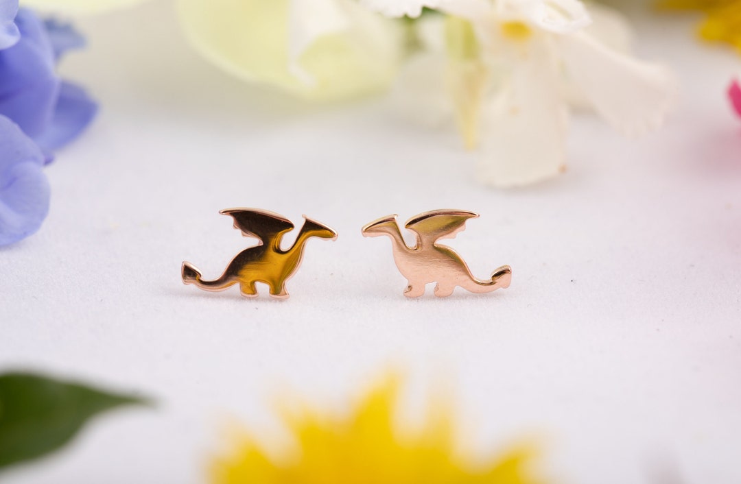 Tiny Dragon Earrings Silver/small Dragon Stud Earrings/silver Dragon ...