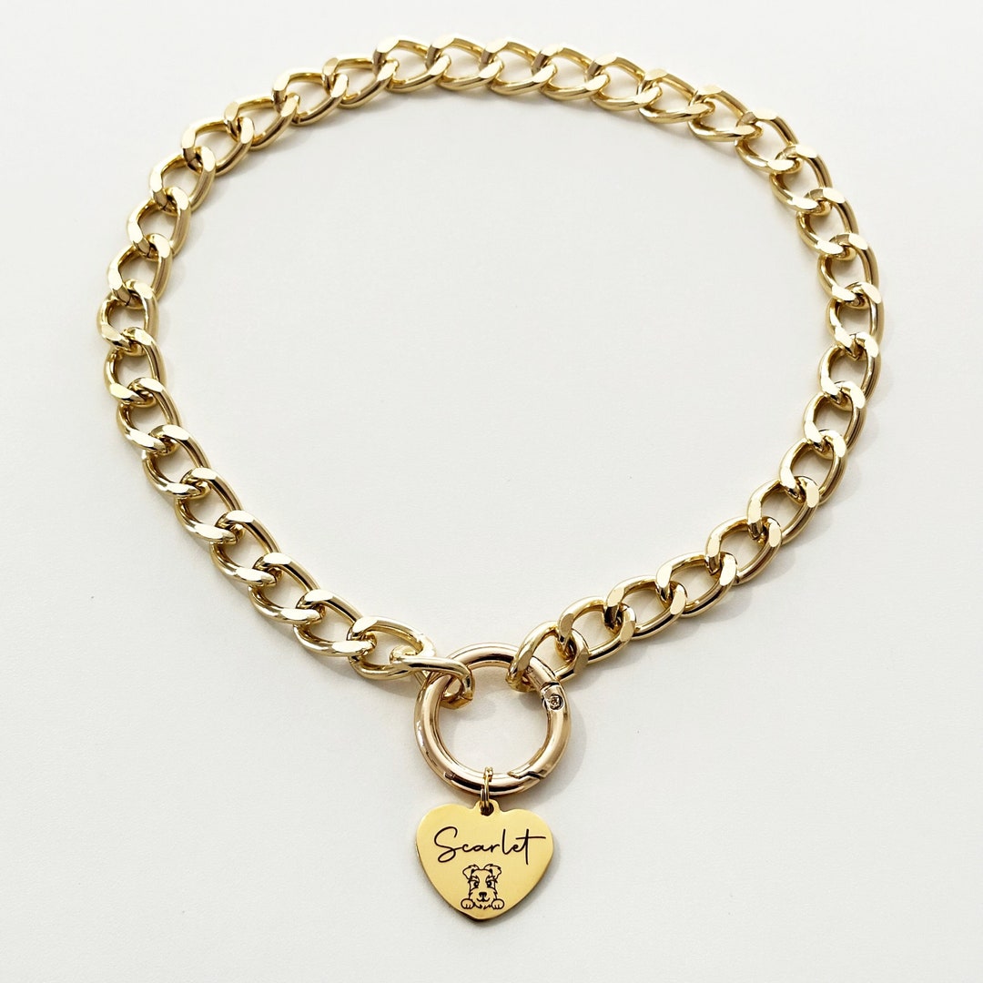 Customised Cuban Chain Link Dog Necklace, Dog Necklace for Dog, Chain ...