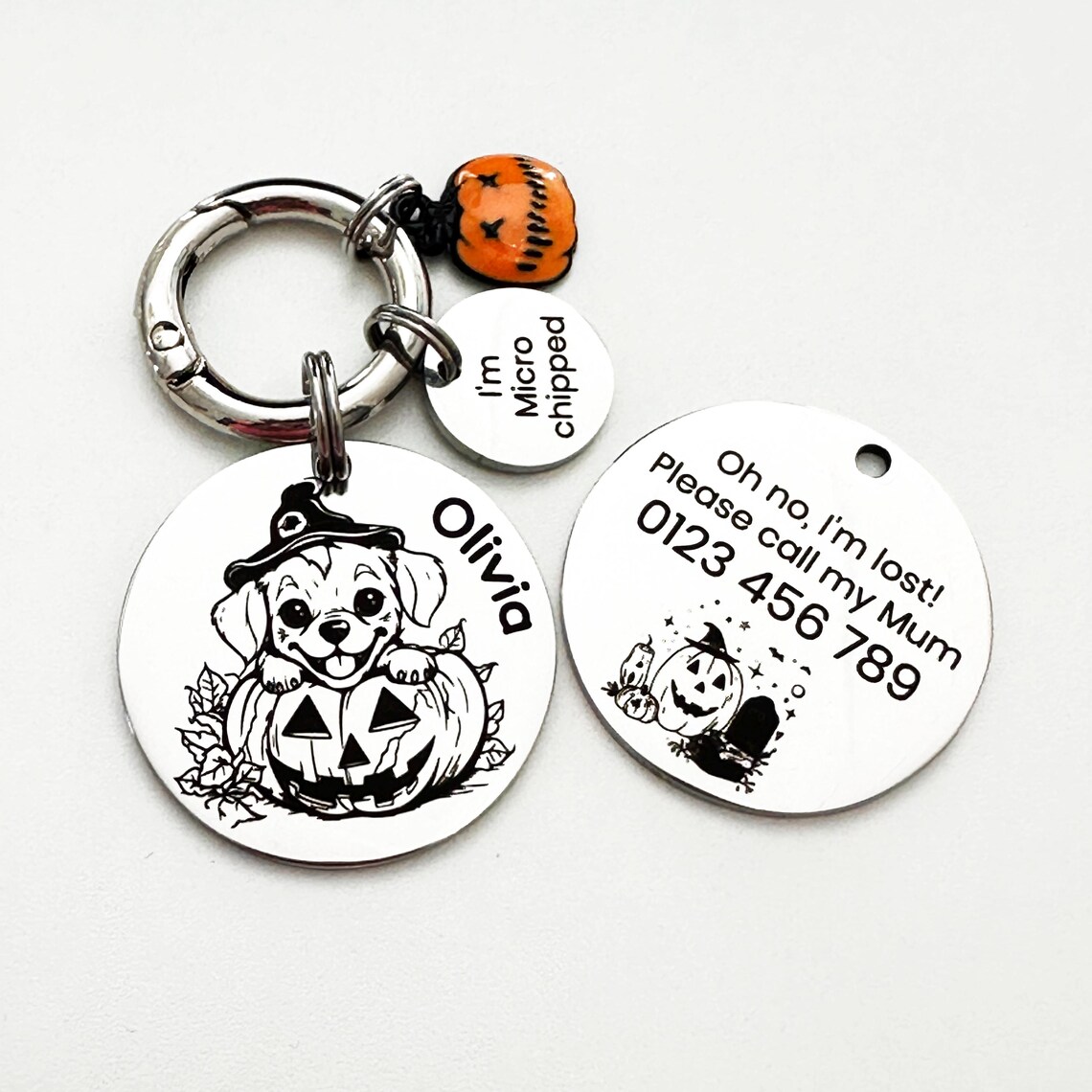 Custom Holloween Dog Tag Engraved, Personalized Spooky Dog ID Tag, Cute ...