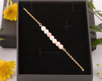 Pink Opal Bracelet Sterling Silver October Birthstone Gift - Etsy