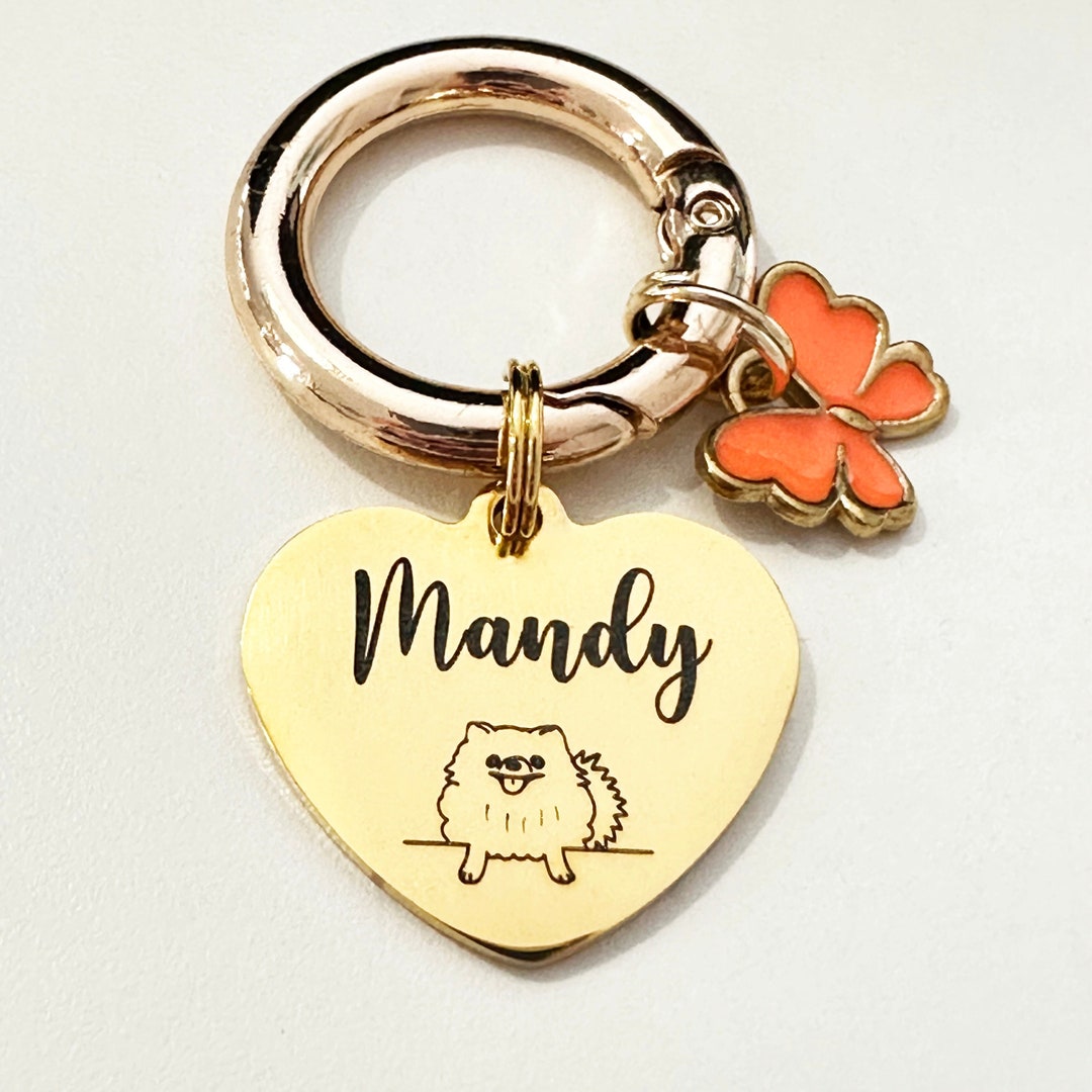 Tiny Dog Tag Heart Shaped Engraved, Dog Tag for Small Dog, Personalised ...