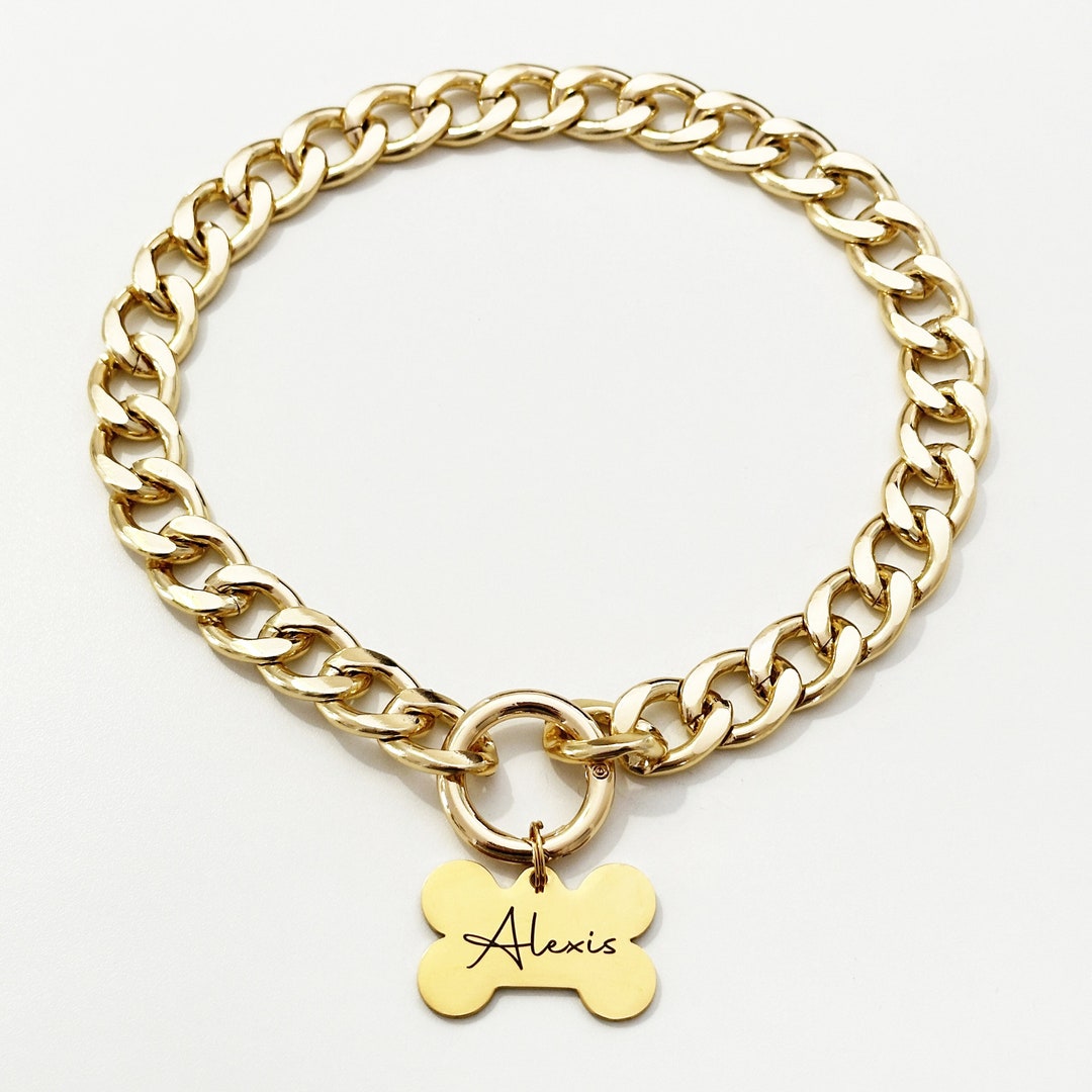 Cuban Chain Dog Collar Lightweight: Personalised Custom Size Pet Chain ...