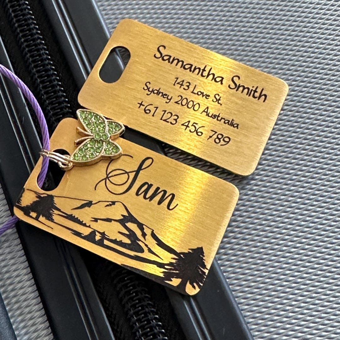 Personalised Luggage Tag, Engraved Luggage Name Tag Stainless Steel ...