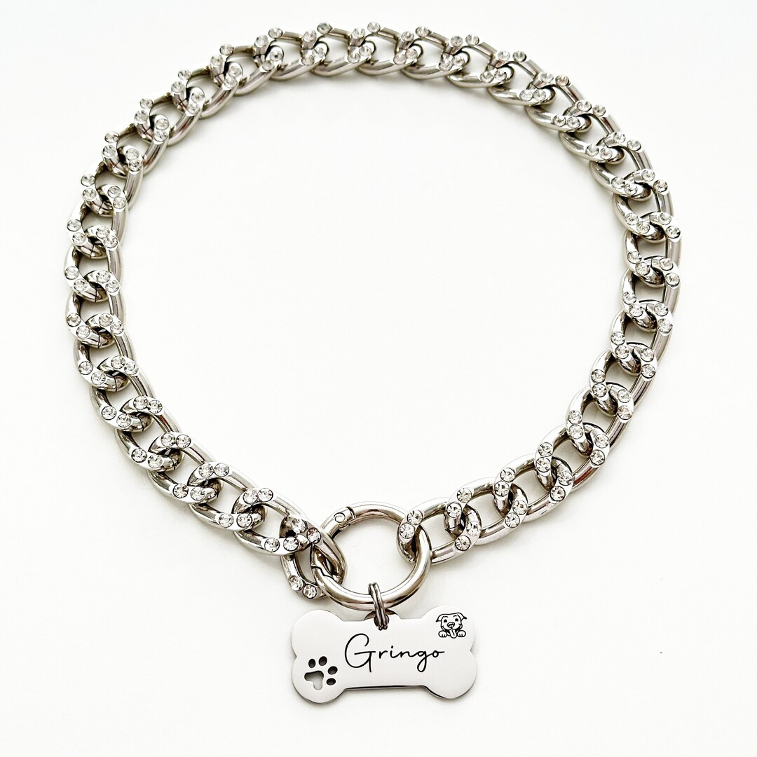 Custom Cuban Chain Link Collar, Personalized Dog Necklace for Dog, Dog ...