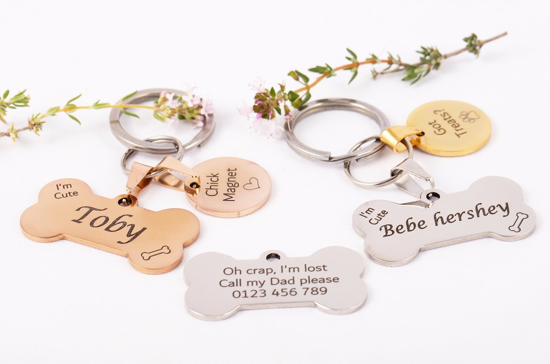 Dog Name Tag With Add-on Personalized Metal Dog ID Tag Dog - Etsy