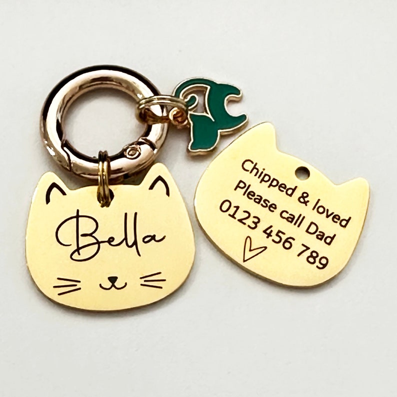 Engraved Cat Name Tag in Stainless Steel /personalized Cat ID Tags/cat ...