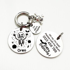Personalised Halloween Dog Tag, Custom Spooky Dog Tag, Cute Halloween ...