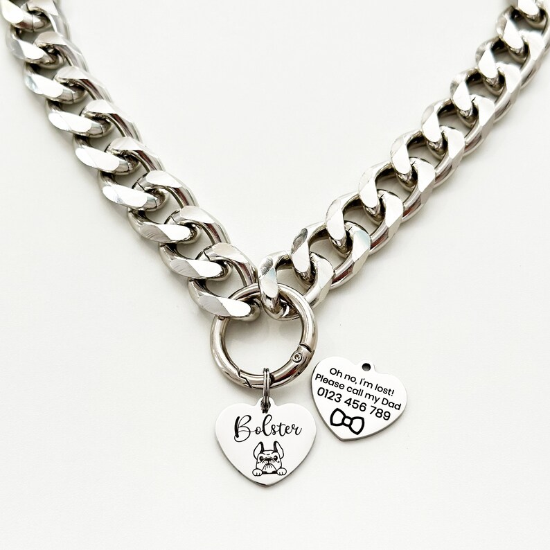 Personalized Dog Chain Collar Lightweight, Gold Silver Pet Jewellery ...