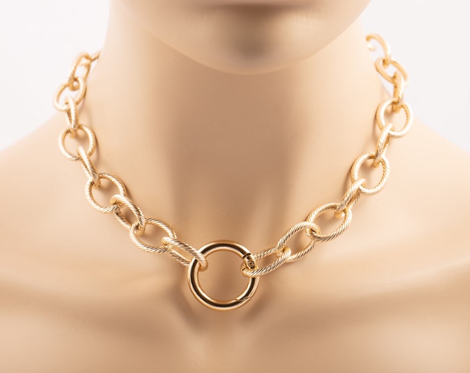 Extra Large Gold Chunky Curb Chain Necklace, Chunky Chain Jewelry, Gold ... Extra Large Gold Chunky Curb Chain Necklace, Chunky Chain Jewelry, Gold ...