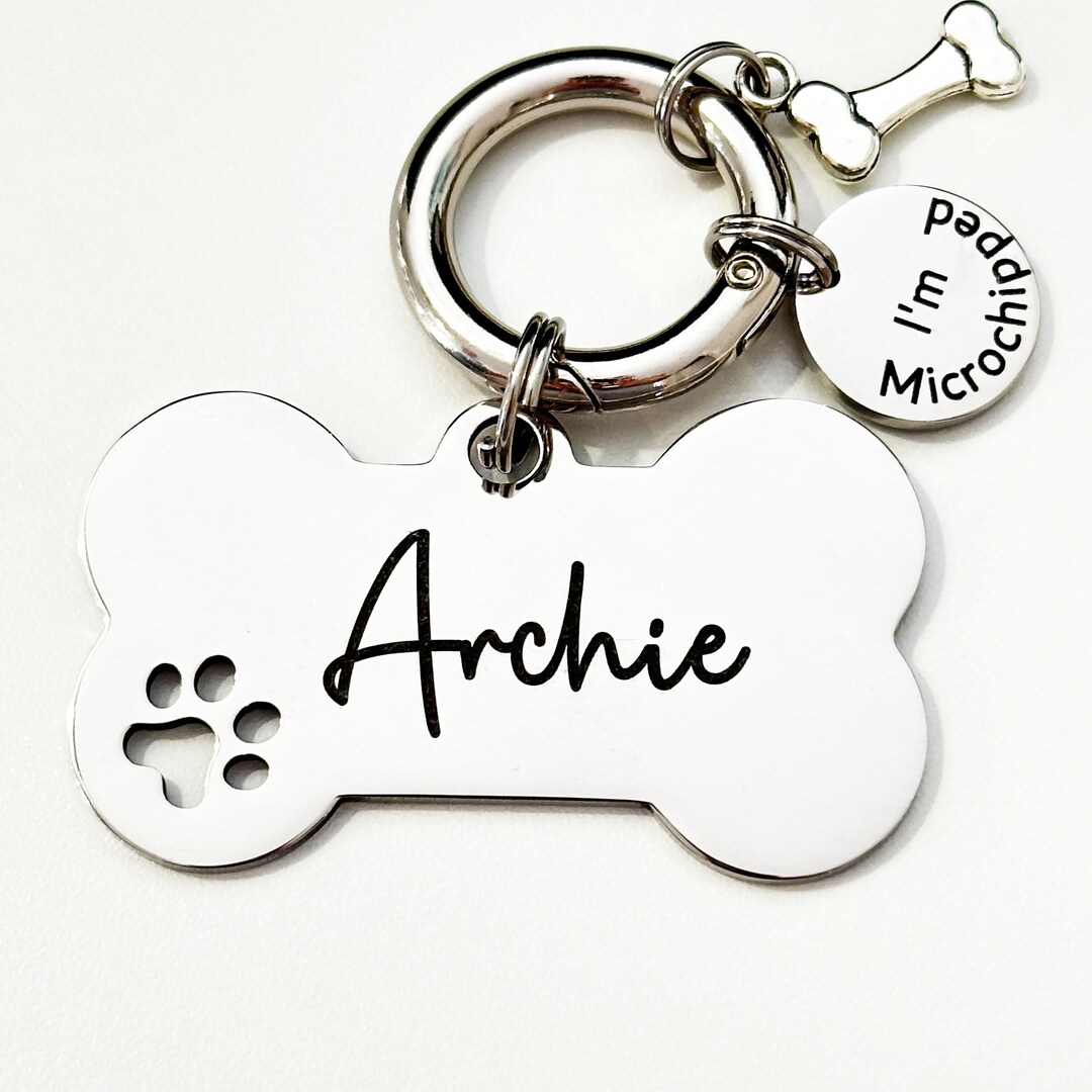 Dog Name Tag With Microchipped Add-on, Personalised Dog Tag Engraved in ...