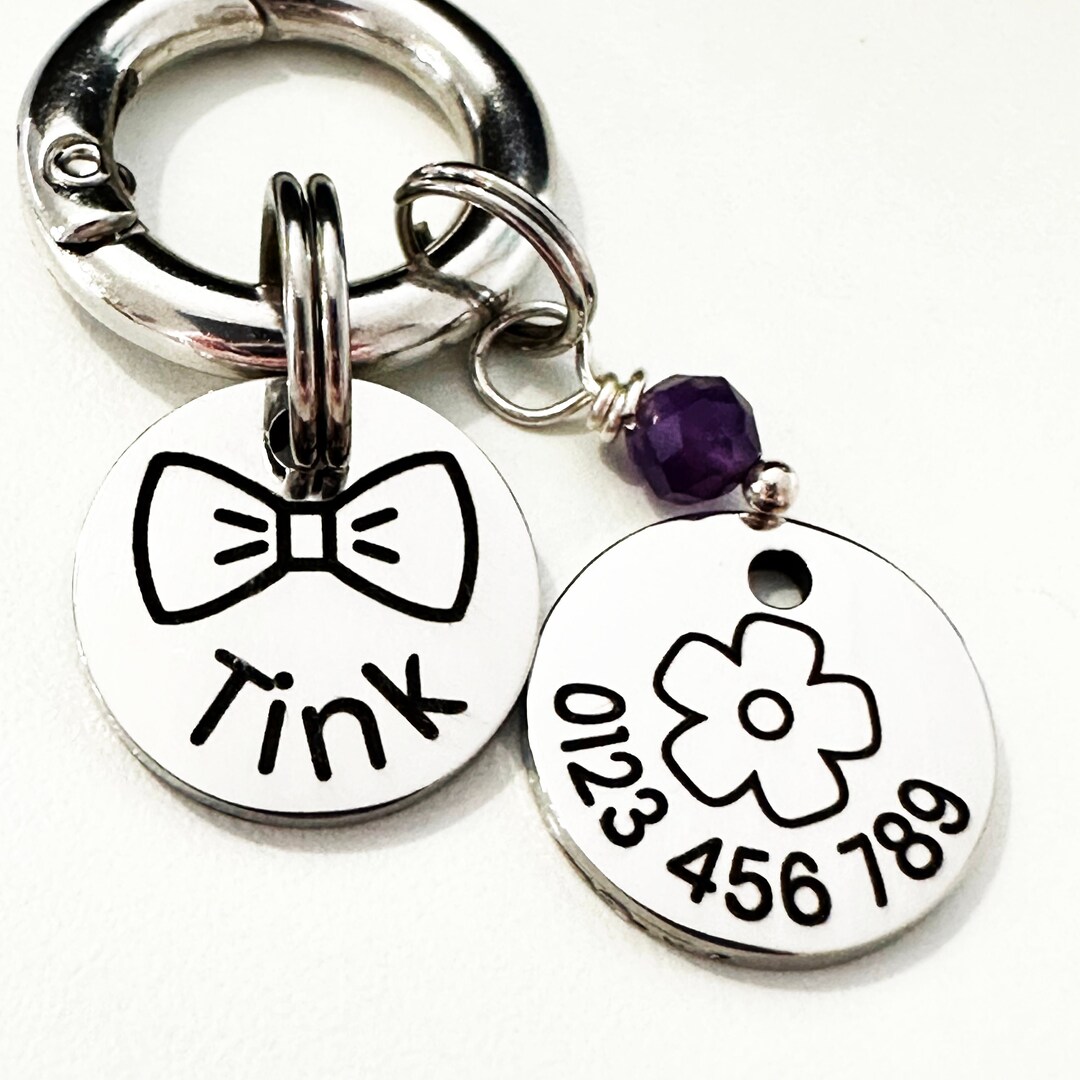 15mm Cat Tag With Charms/tiny Cat Tag/cat Tag/kitten Tag/cat Name Tag ...