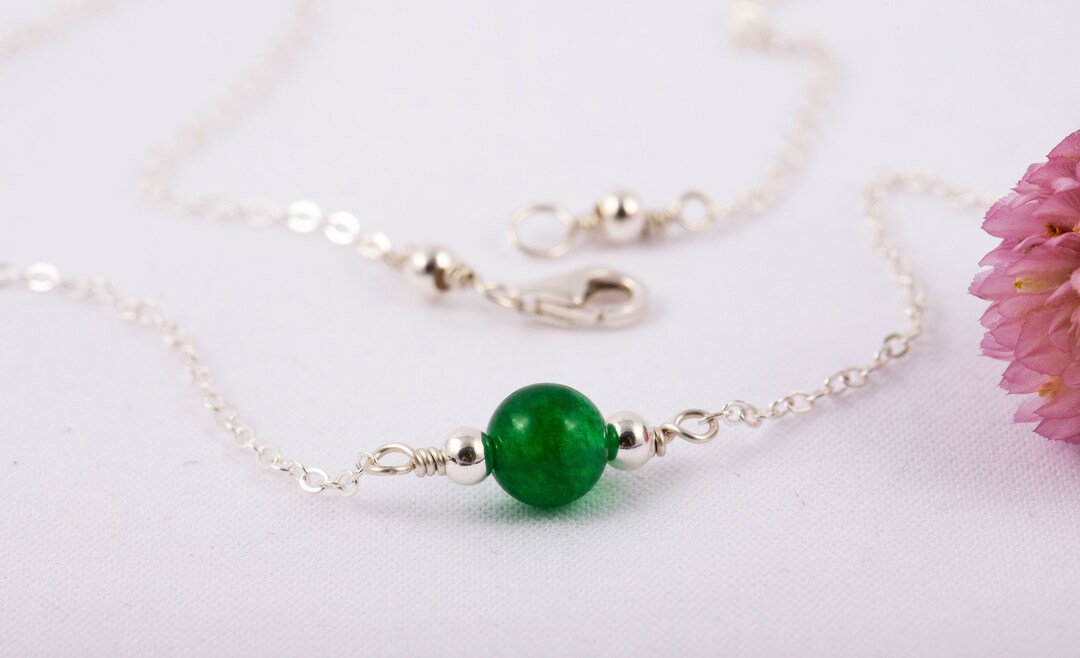 Jade Necklace for Women Sterling Silver, Jade Necklace Dainty, Jade ...